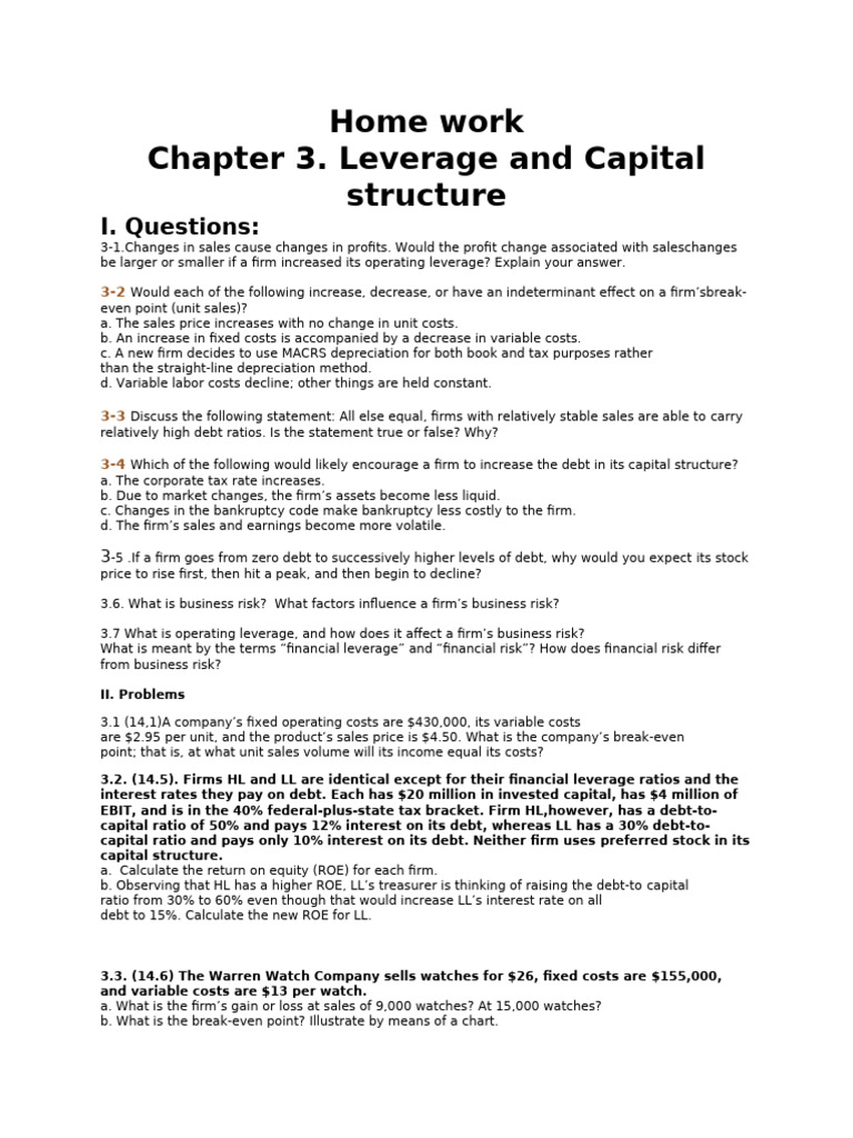 Capital Structure and Leverage Analysis | PDF | Leverage (Finance) | Capital Structure