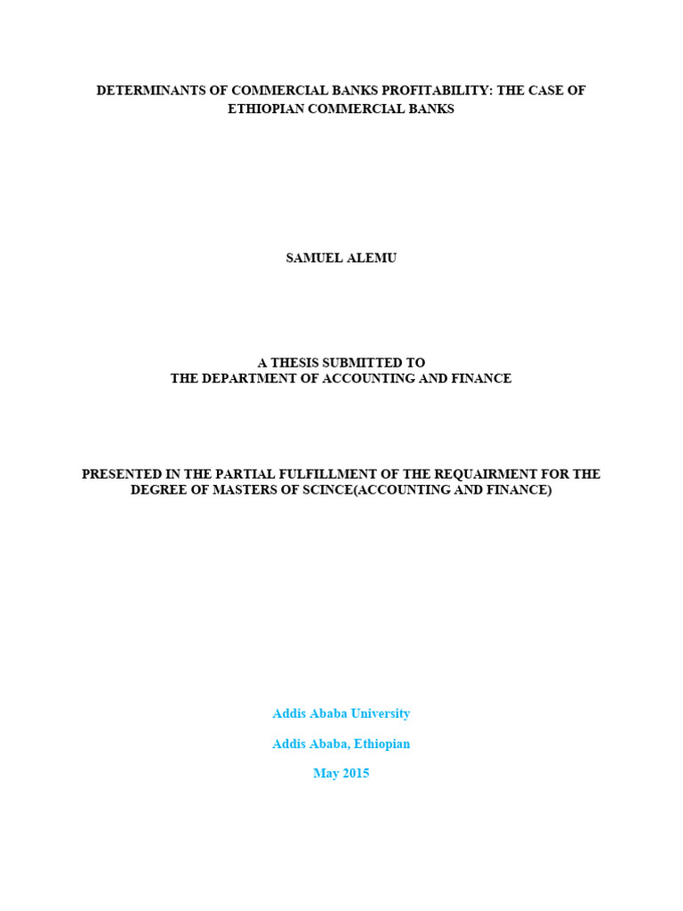 Samuel Alemu | PDF | Banks | Economies