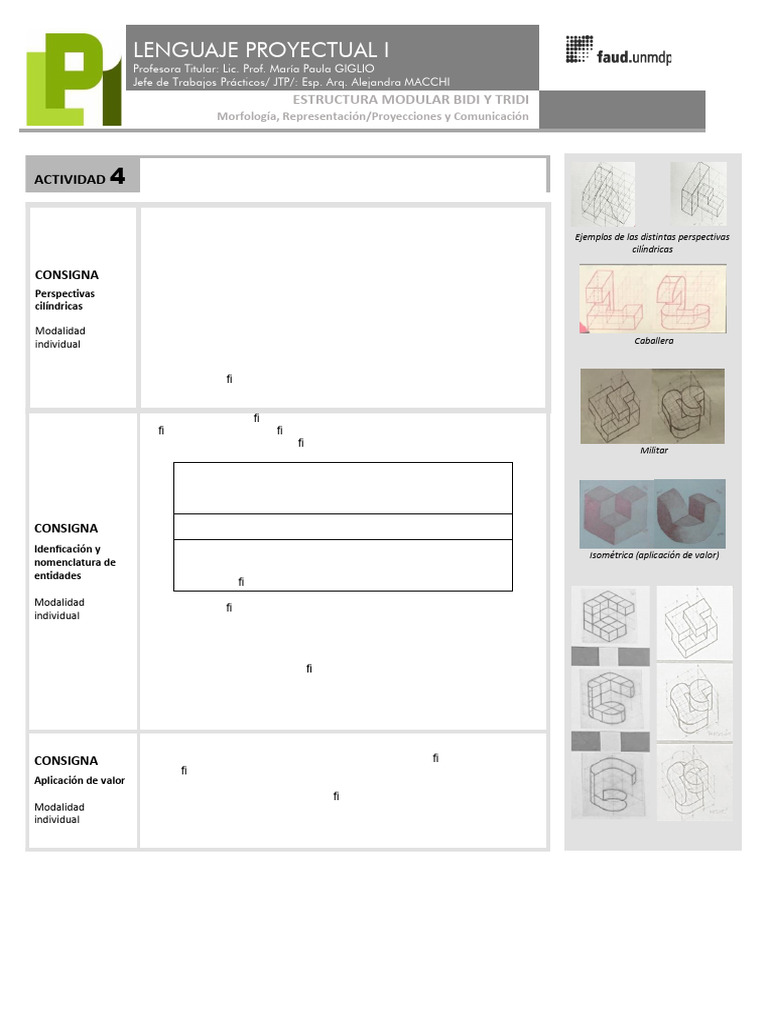 LP1 2024 TP1 Actividad 4 PROYECCIONES CILINDRICAS | PDF | Perspectiva (Gráfica) | Geometria clasica