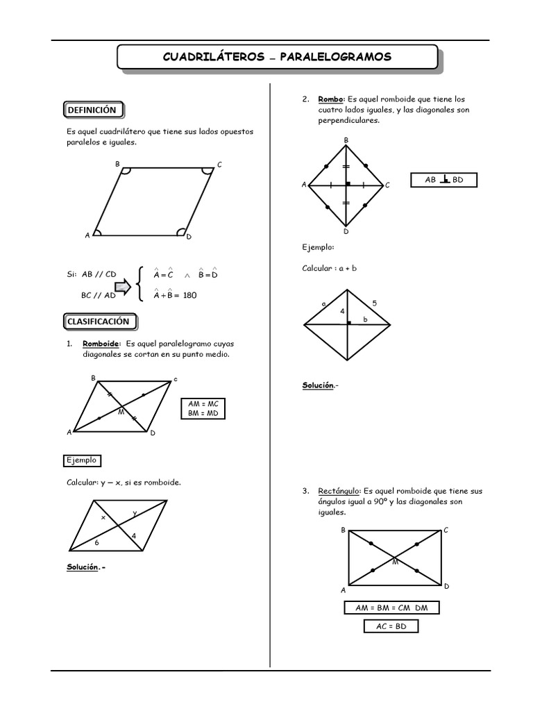 Cuadrilatero Paralelogramo Practica Pdf Geometría Elemental