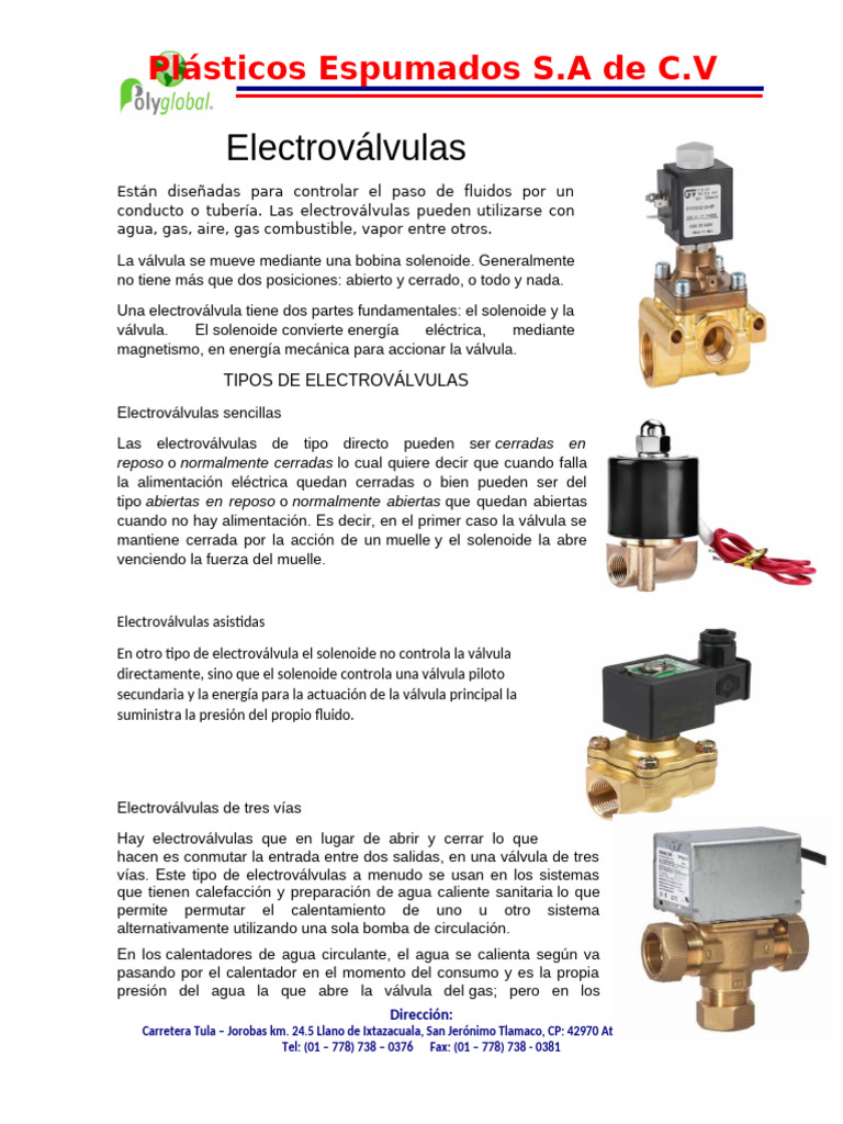 Electroválvulas | PDF | Ingeniería mecánica | Tecnologías de gas
