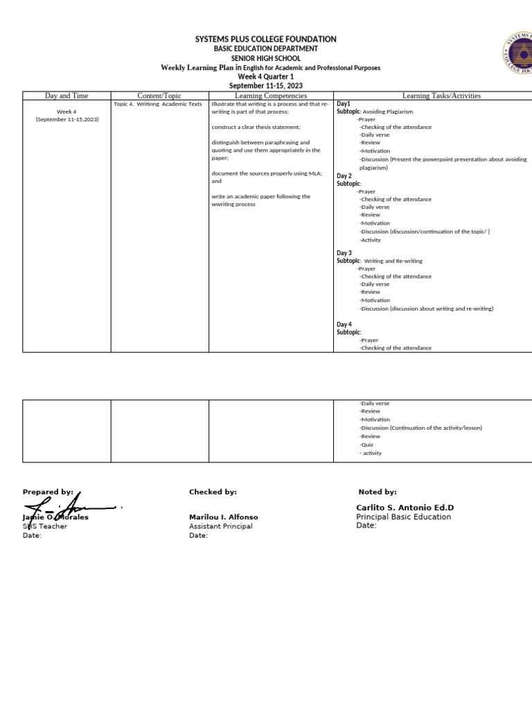 WEEK-4-EAPP | PDF | Writing | Learning
