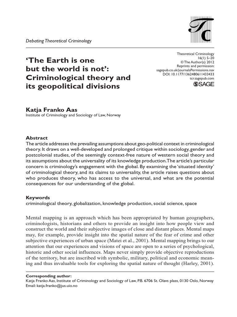 Geopolitical Divisions in Criminology | PDF | Criminology | Science