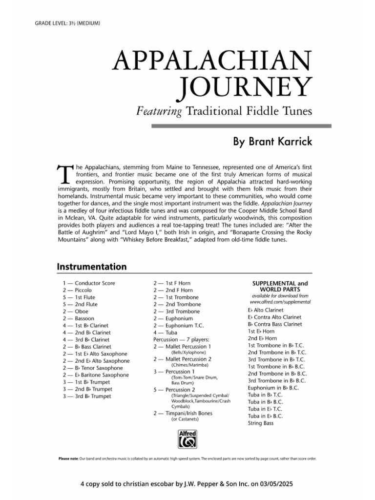 Appalachian Journey Score | PDF