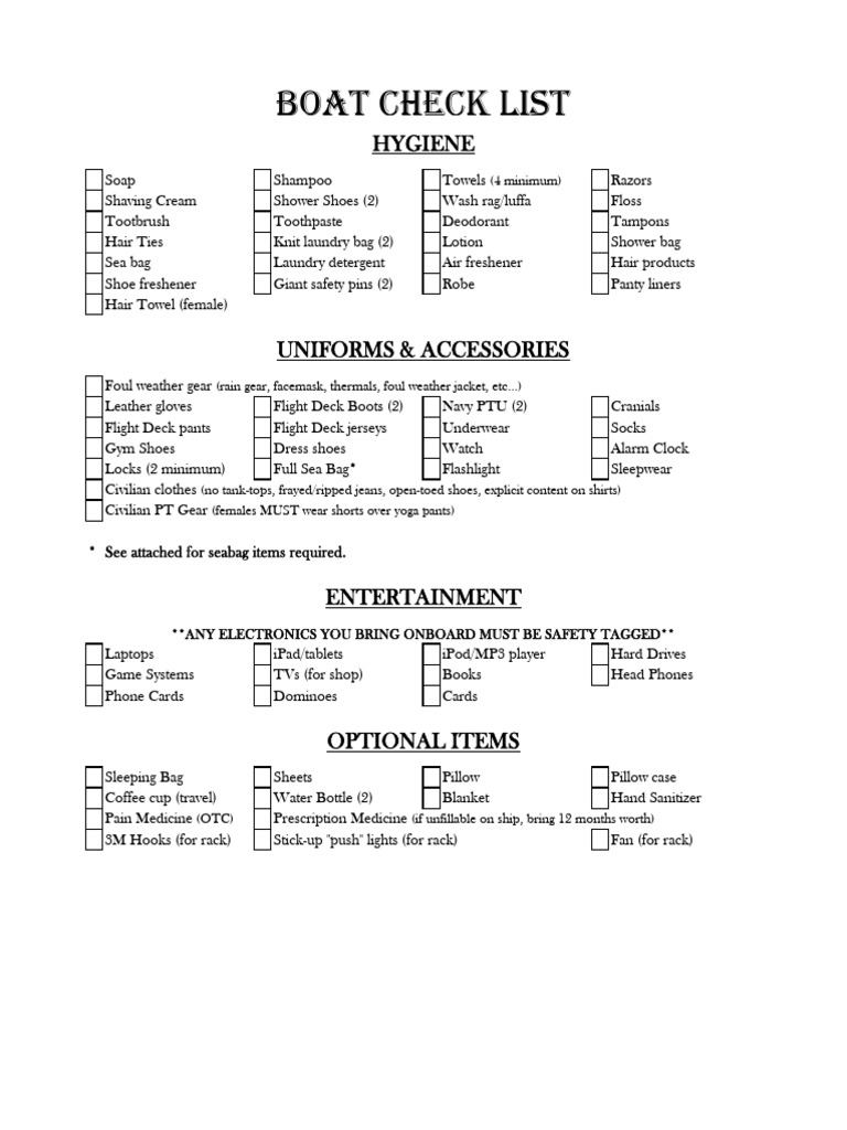 Sailor Boat Check List | PDF