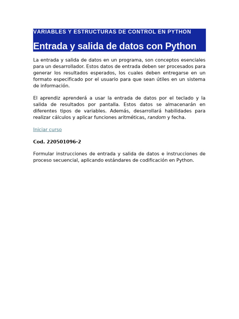 Variables y Estructuras de Control en Python | PDF | Entorno de ...
