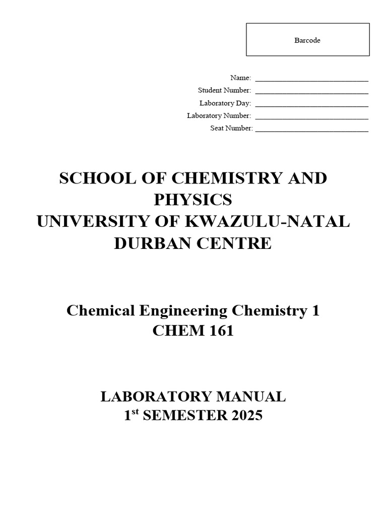 CHEM 161 Laboratory Manual 2025 | PDF | Titration | Chemistry