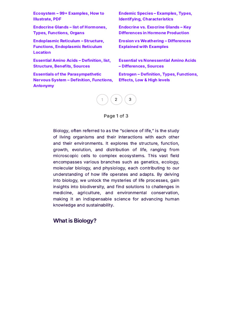 Biology Examples, History, Branches, Functions, Uses, Types | PDF | Rna ...