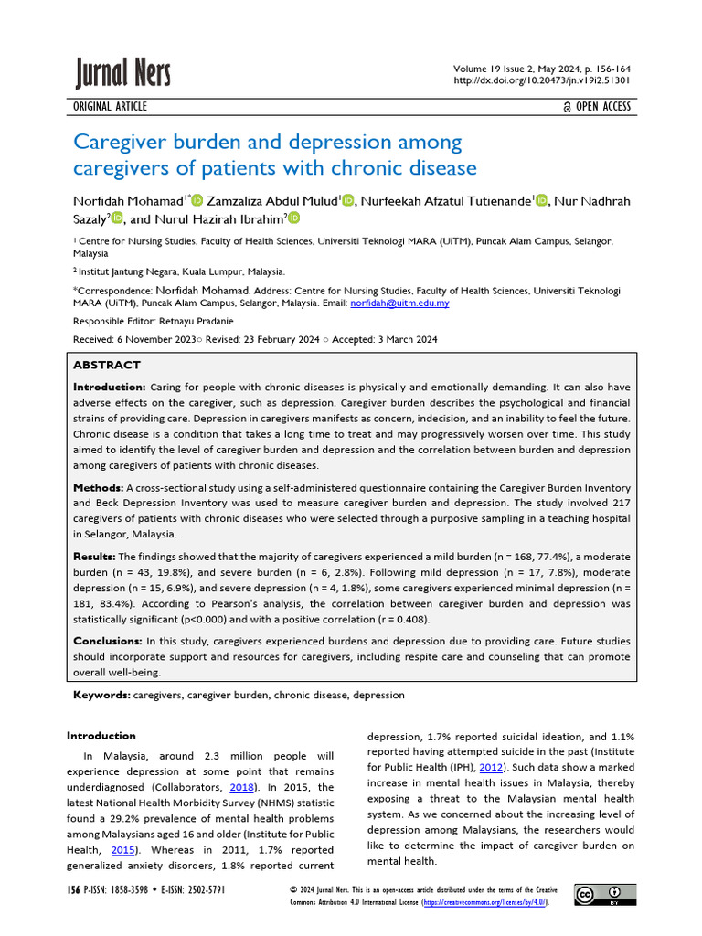 Caregiver Burden and Depression Study | PDF | Caregiver | Major ...