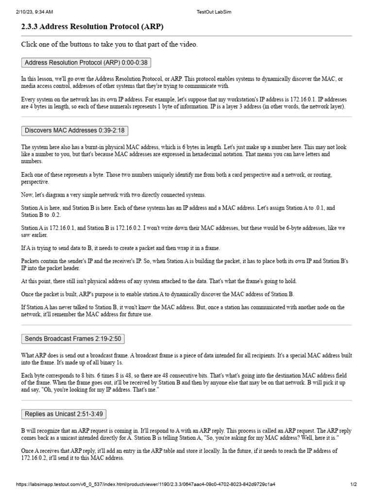 2.3.3 Address Resolution Protocol ARP | PDF | Computer Network | Internet Protocols