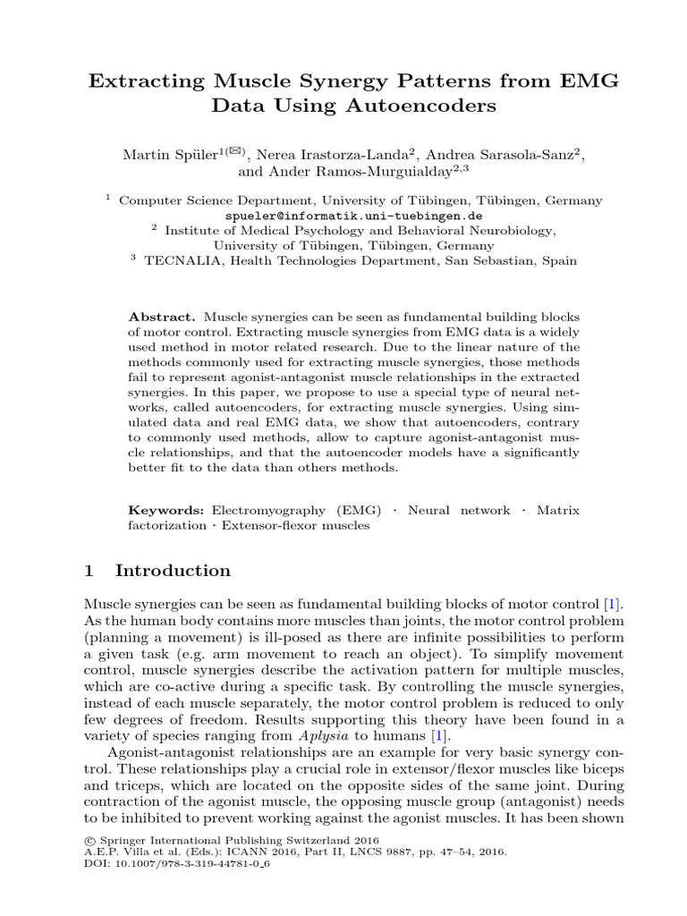 Extracting Muscle Synergy Patterns From EMG Data Using Autoencoders ...