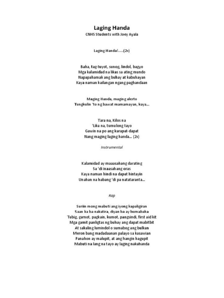 Laging Handa Lyrics | PDF