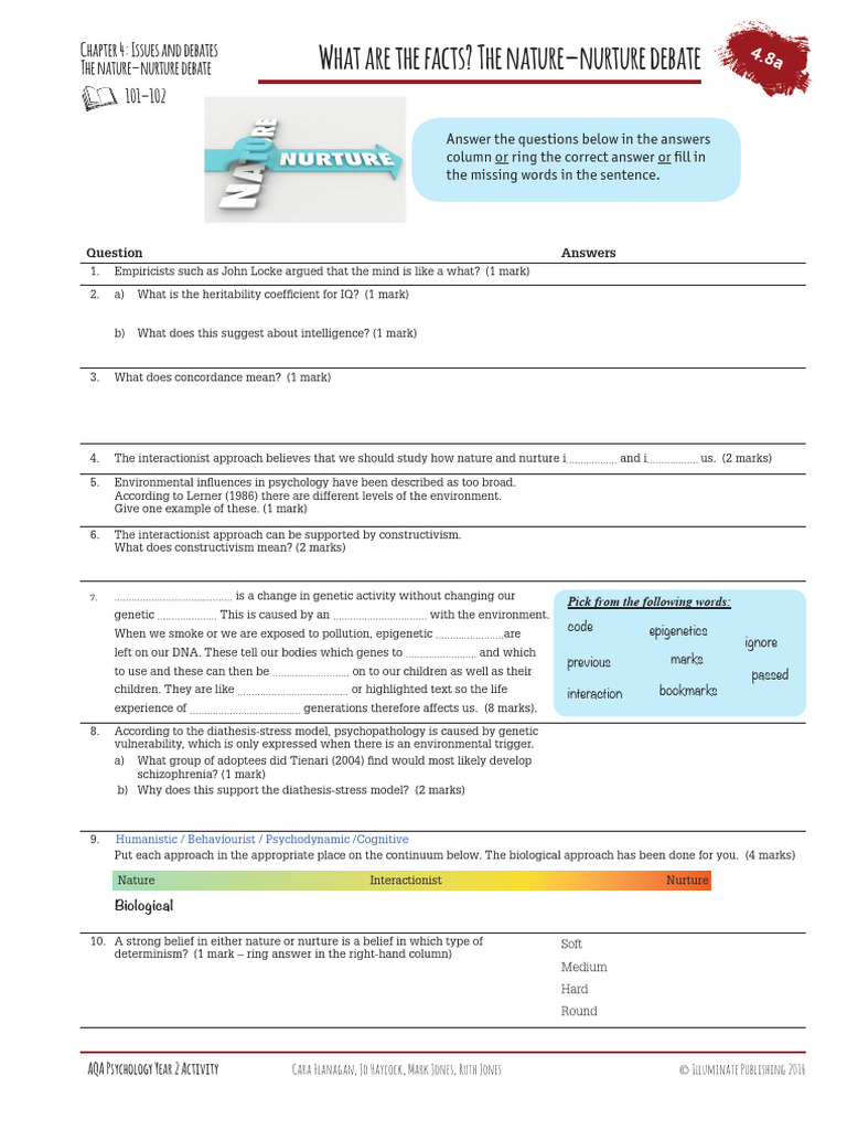 What Are The Facts - The Nature-Nurture Debate | PDF | Nature Versus ...