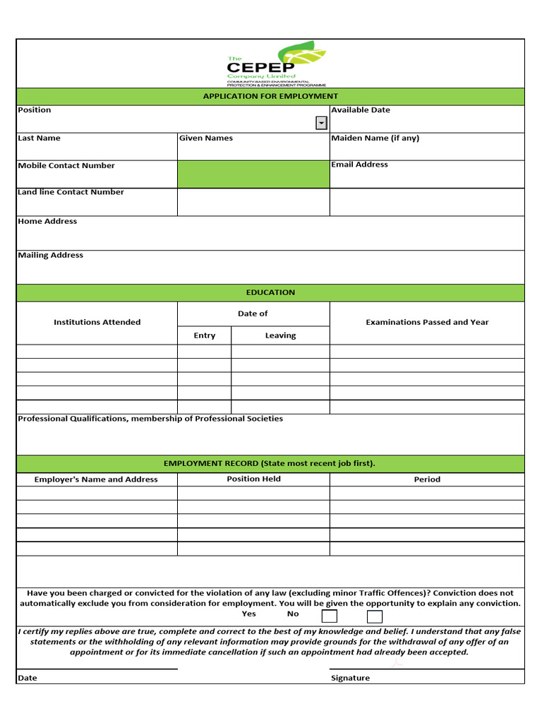 Employment-Application-HSE Assistant | PDF