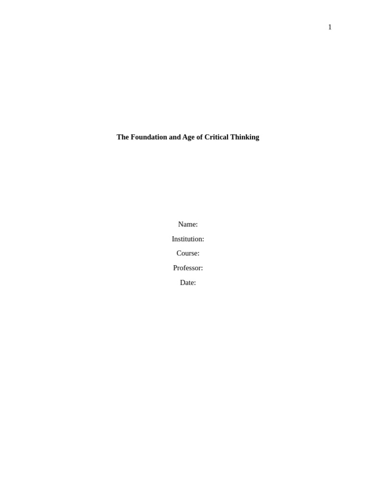 Foundations of Critical Thinking Skills | PDF | Critical Thinking | Thought