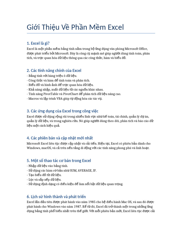 Gioi Thieu Excel Cap Nhat | PDF