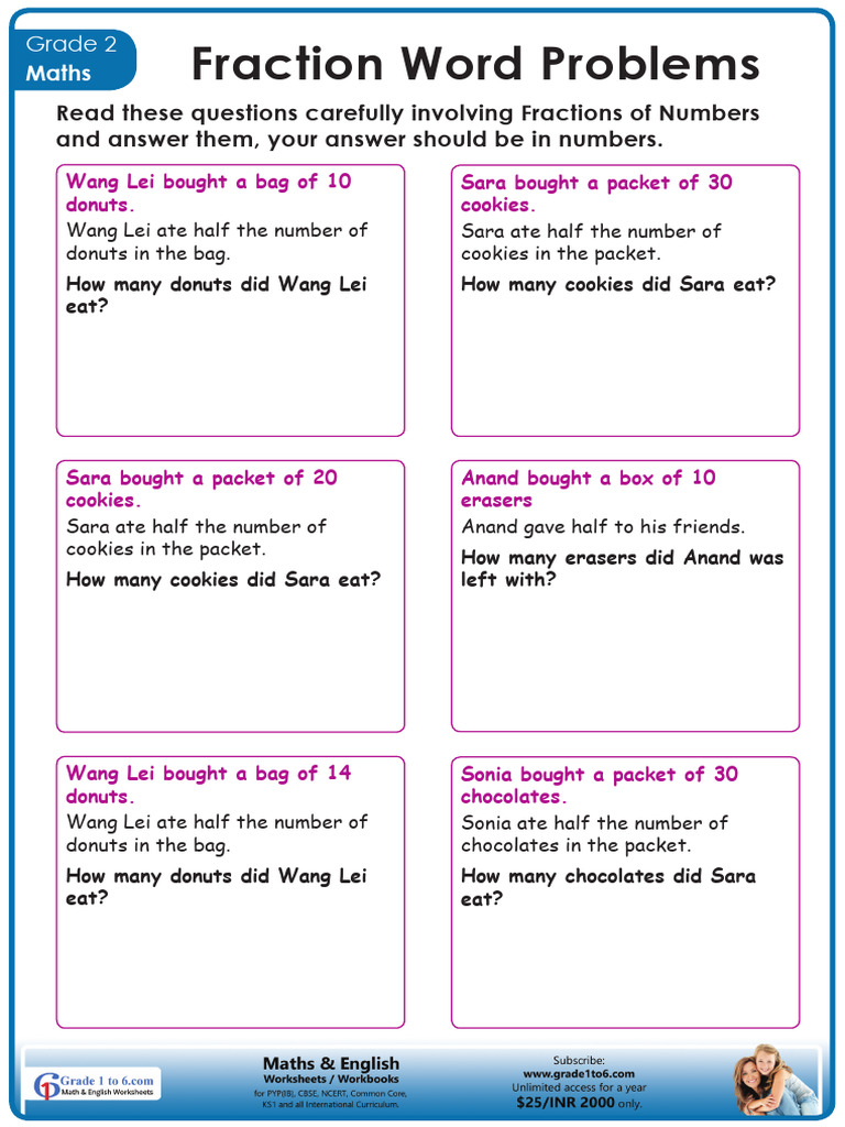Fraction Word Problems | PDF
