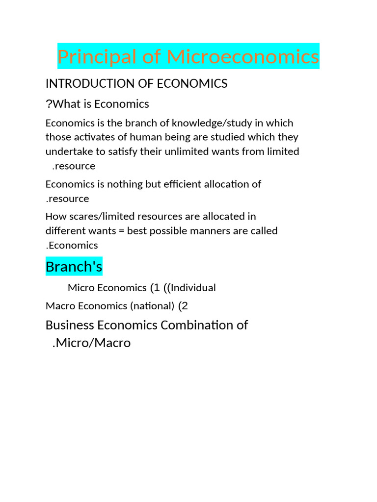 Introduction to Microeconomics Concepts | PDF