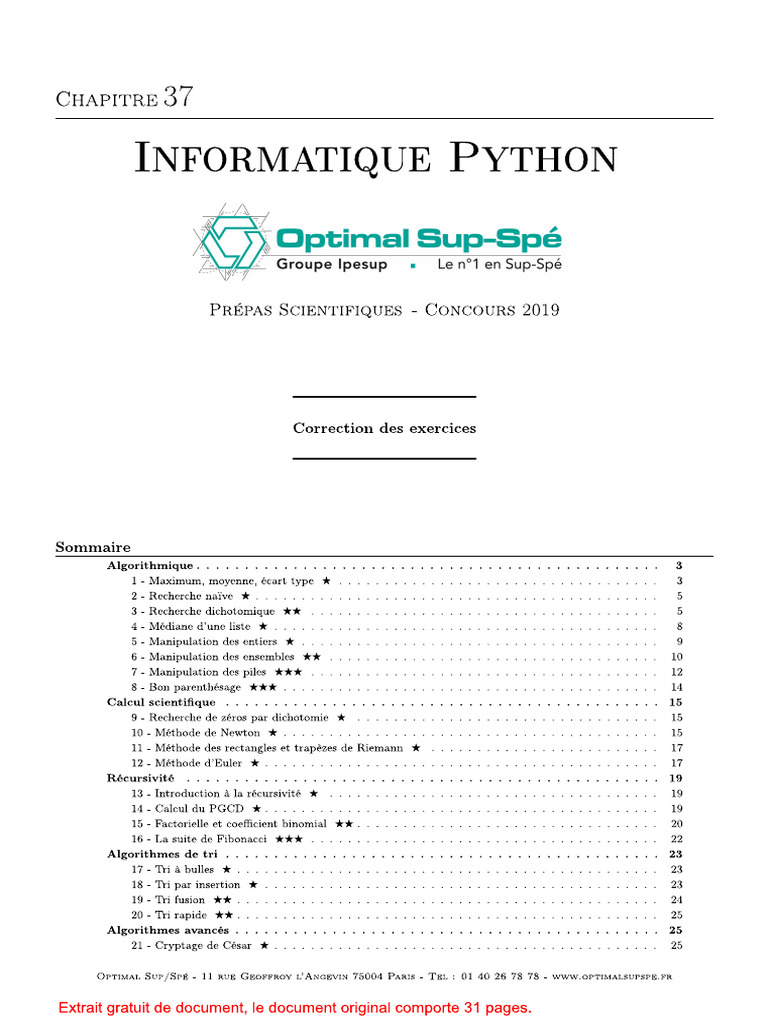 Python Fiche Exo | PDF