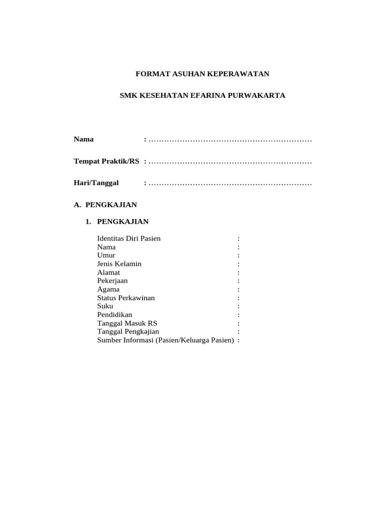 FORMAT ASKEP SMKK | PDF