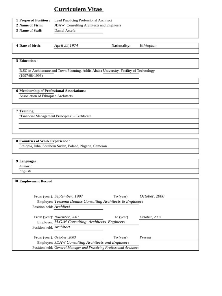 Cvs 2 - Copy (Godene) For Dilla U. | PDF | Ethiopia | Engineering