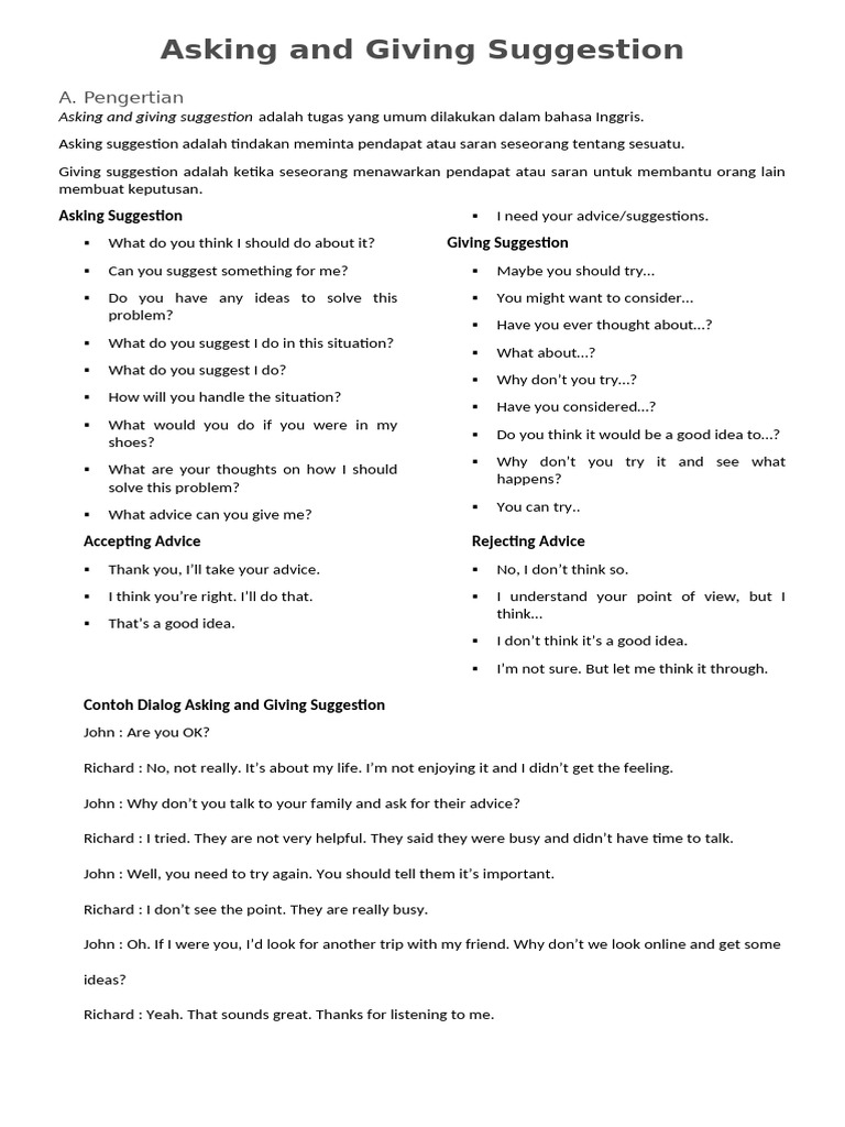 Expression Asking and Giving Suggestion | PDF