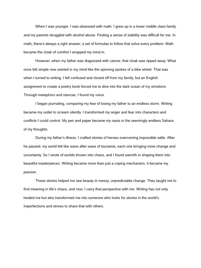 Writers Workshop Personal Statement | PDF