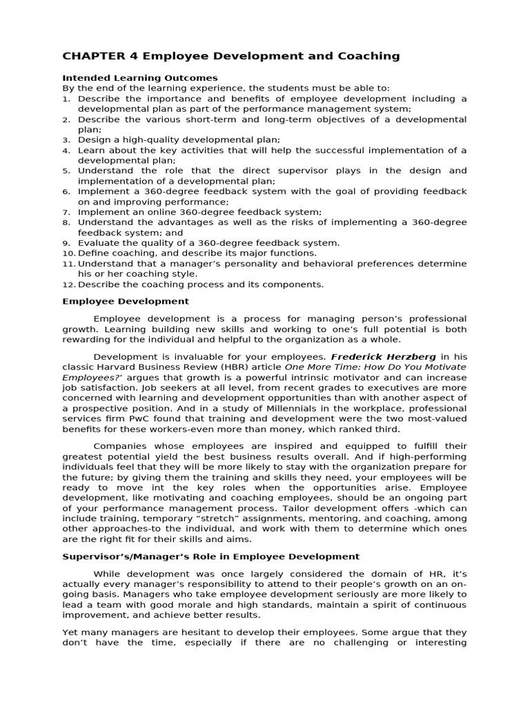 Employee Development and Coaching Guide | PDF | Performance Appraisal ...