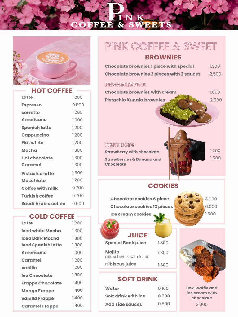 Pink Coffee Menu in Eindhoven | PDF | Cuisine | Hot Drinks