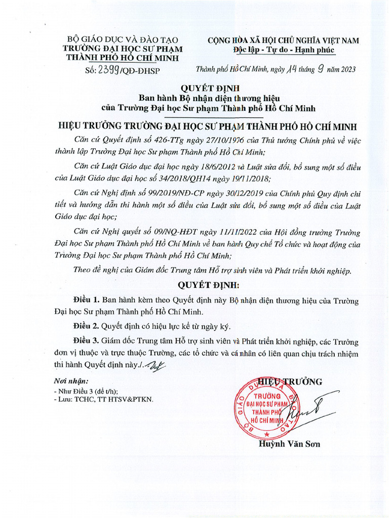 QD 2399 - Bo Nhan Dien Thuong Hieu | PDF