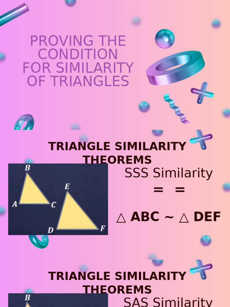 Proving The Condition For Similarity of Triangles | PDF | Euclidean ...