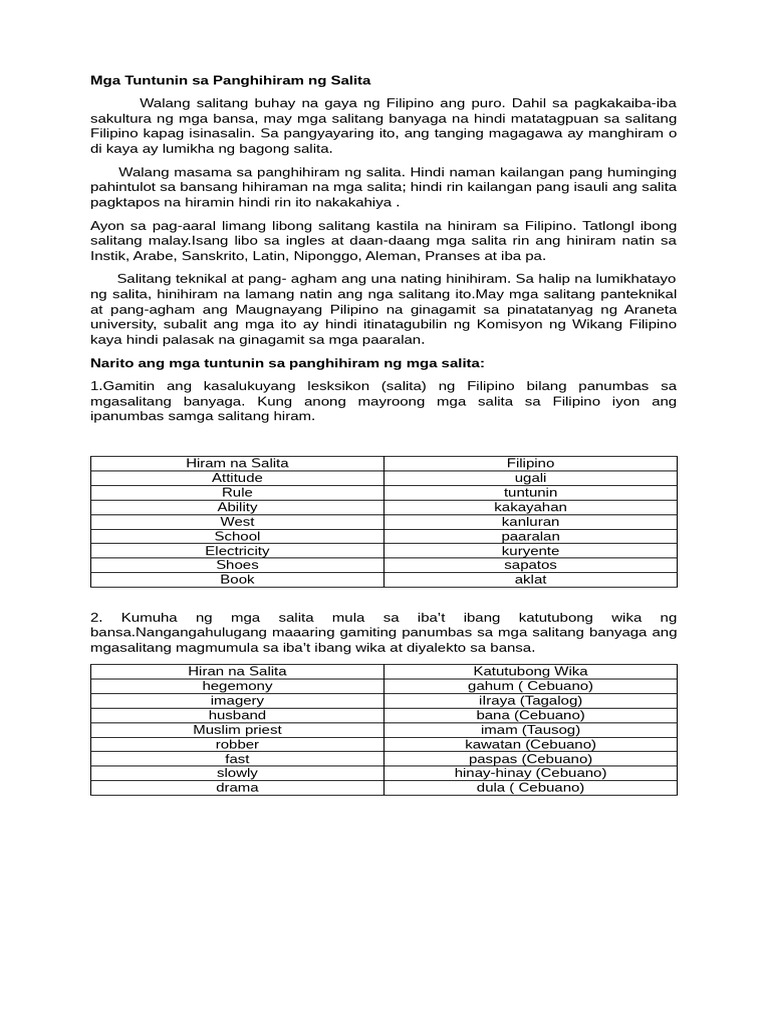 Mga Tuntunin Sa Panghihiram NG Salita (GROUP 3) | PDF
