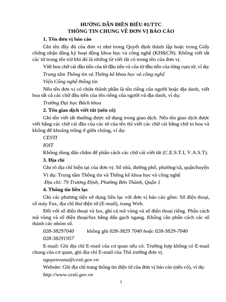 Huong Dan Thong Ke 2020 TC KHCN | PDF