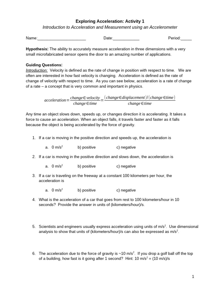 Exploring_Acceleration_Activity 1_v2 | PDF | Accelerometer | Acceleration