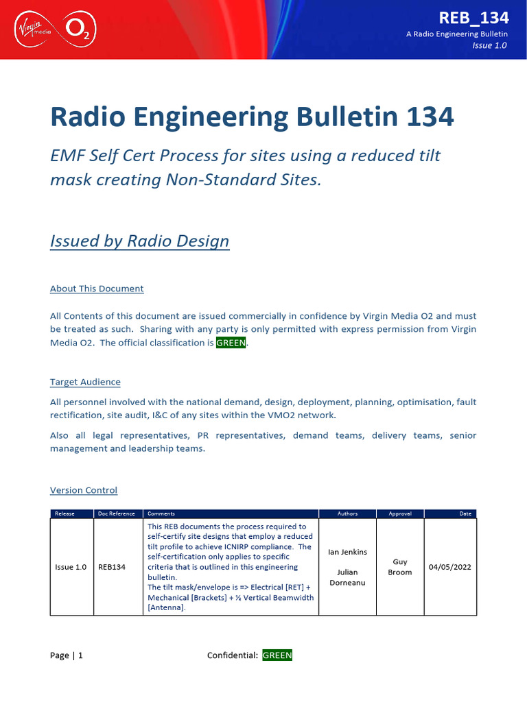 REB 134 - EMF Self Cert For Non-Standard Sites - Issue 1.0 | PDF