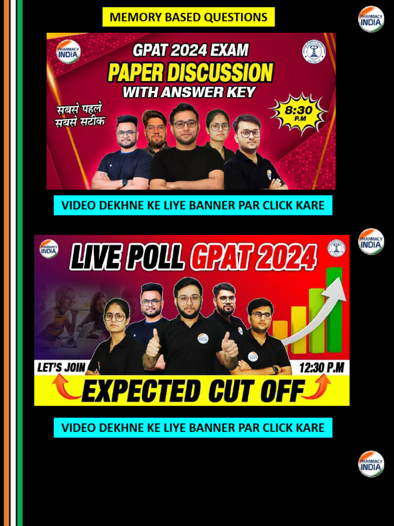 GPAT 2024 Question Paper (Memory Based) | PDF | Polymerase Chain ...