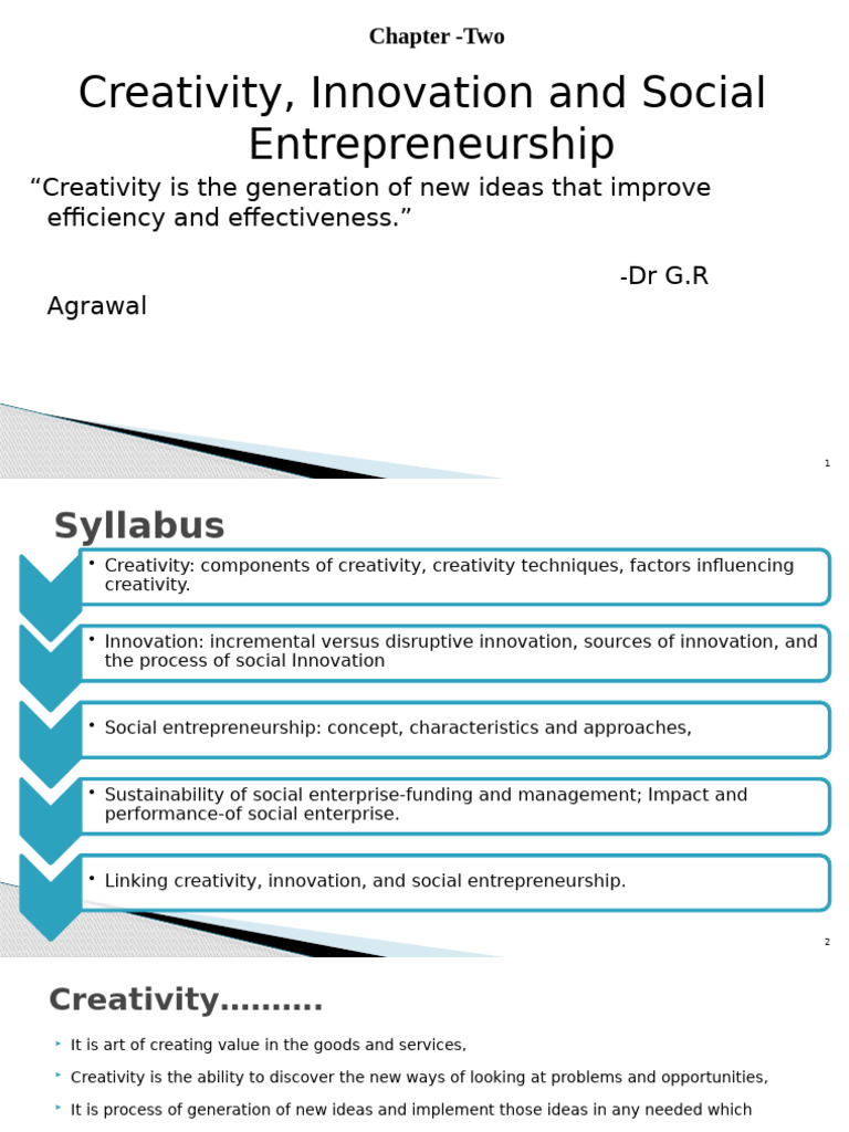 Creativity, Innovation and Social Entrepreneurshipssss - Copy | PDF ...