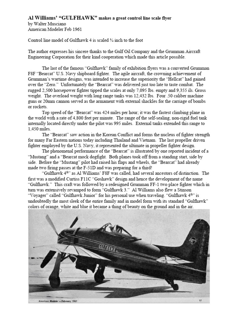 Gulfhawk Control Line Model Plans | PDF | Fighter Aircraft | Aviation