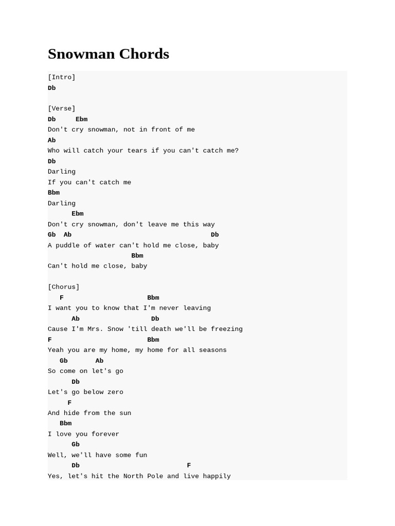 Snowman Chords | PDF