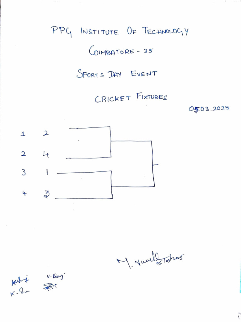 Sports Day Match Fixtures (Mens) 2025 | PDF