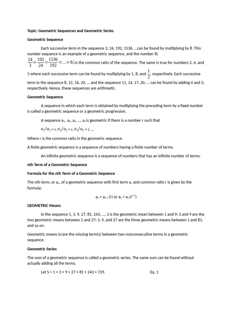 geometric sequence topic, etc. | PDF | Factorization | Division ...