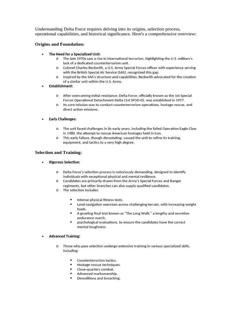 Delta Force: Origins and Operations Overview | PDF | Joint Special ...