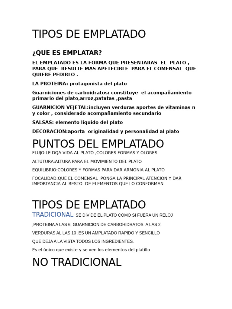 Tipos de Emplatado | PDF | Salsa | Color