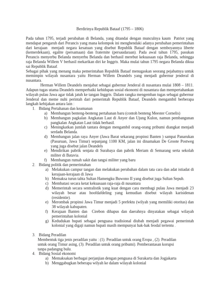 Berdirinya Republik Bataaf | PDF