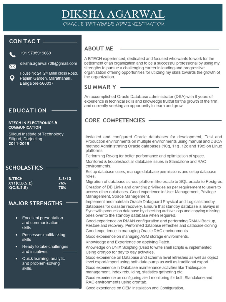 Diksha-Agarwal ORACLE DBA | PDF | Databases | Data Management Software