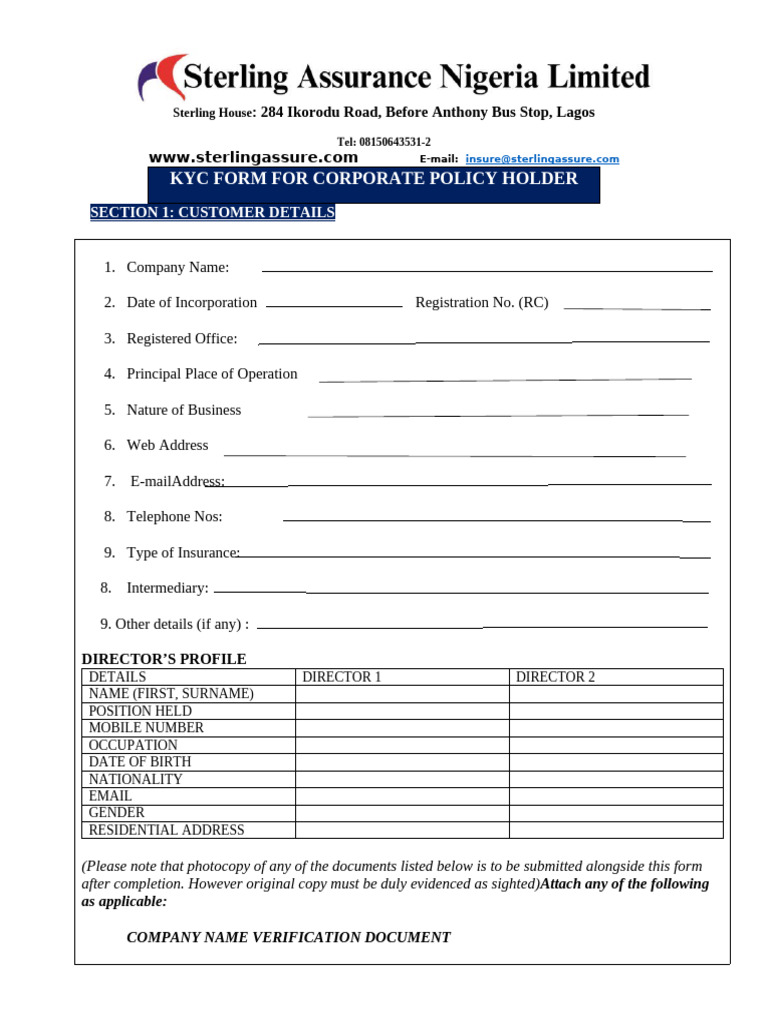Kyc Form for Corporate Ph | PDF | Insurance | Driver's License