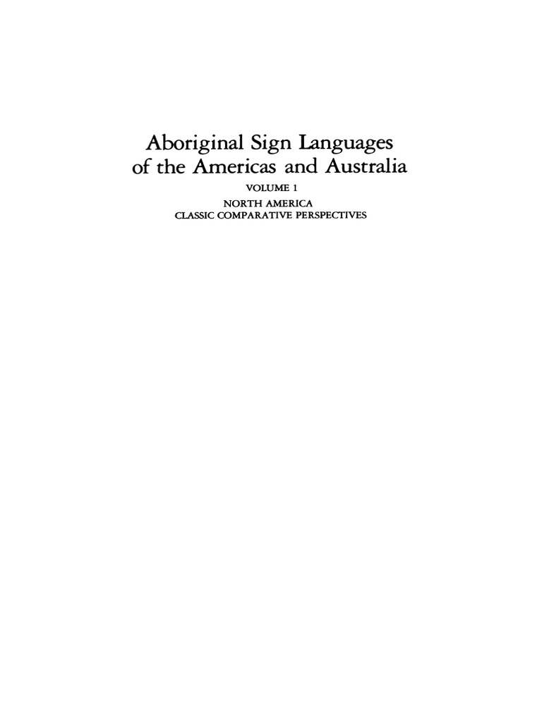 Aboriginal Sign Languages in Americas and Australia - Tomas Sebeok 1978 ...