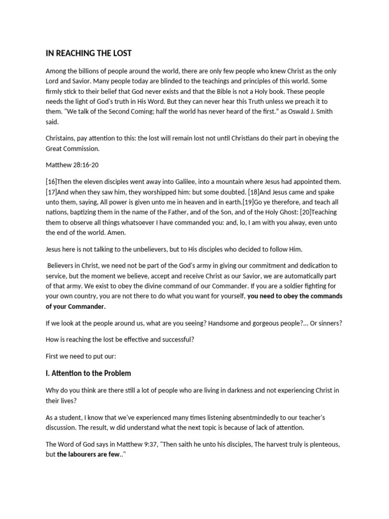 Matthew 28 - 19 - 20 REACHING THE LO-WPS Office | PDF | Jesus | Gospel ...