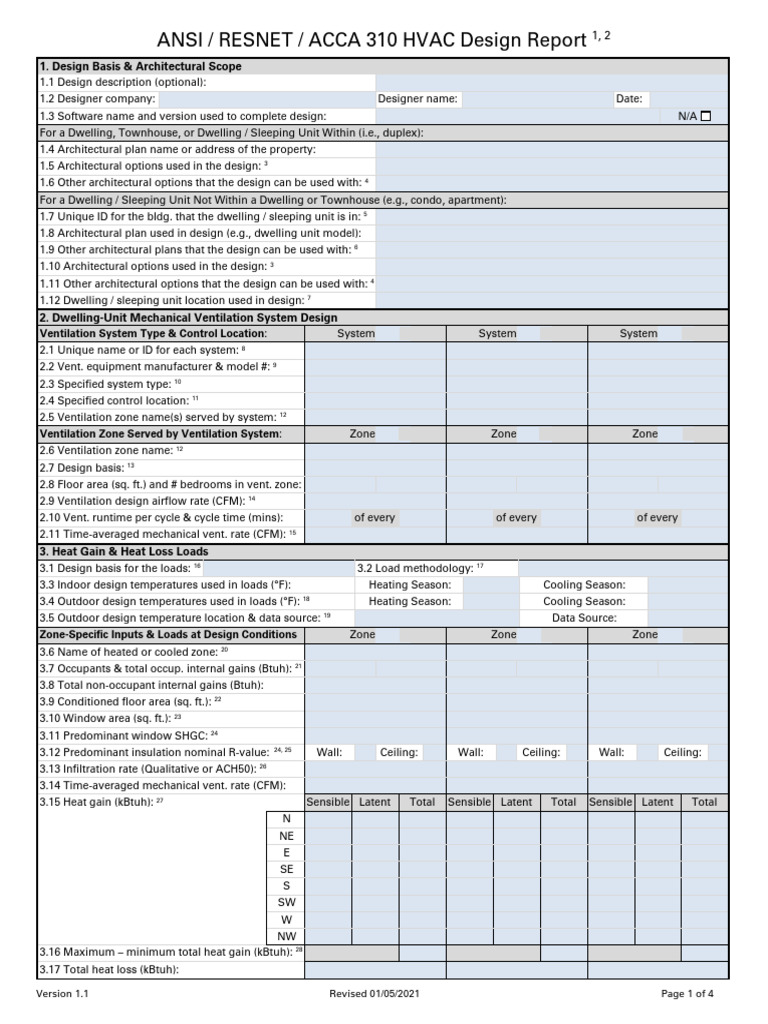 ANSI/RESNET/ACCA 310 HVAC Design Report | PDF | Ventilation ...