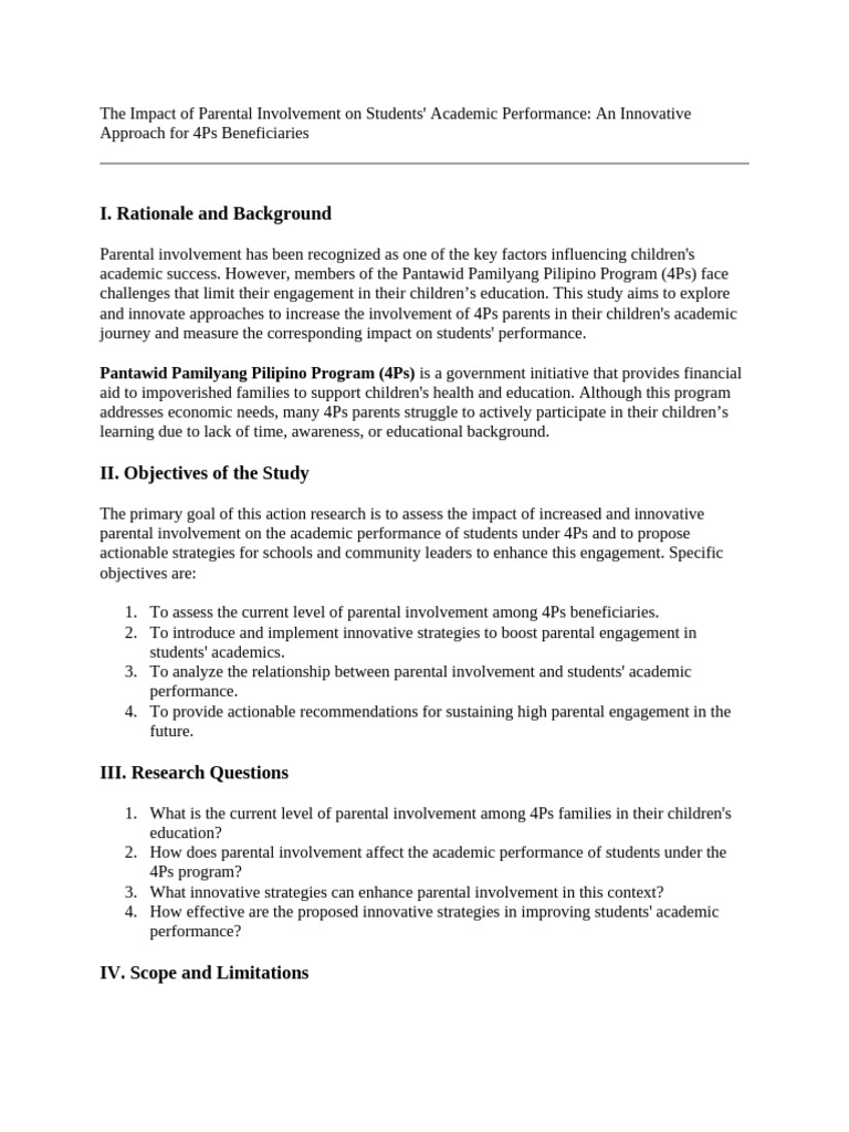Boosting 4Ps Parental Involvement for Success | PDF | Qualitative ...